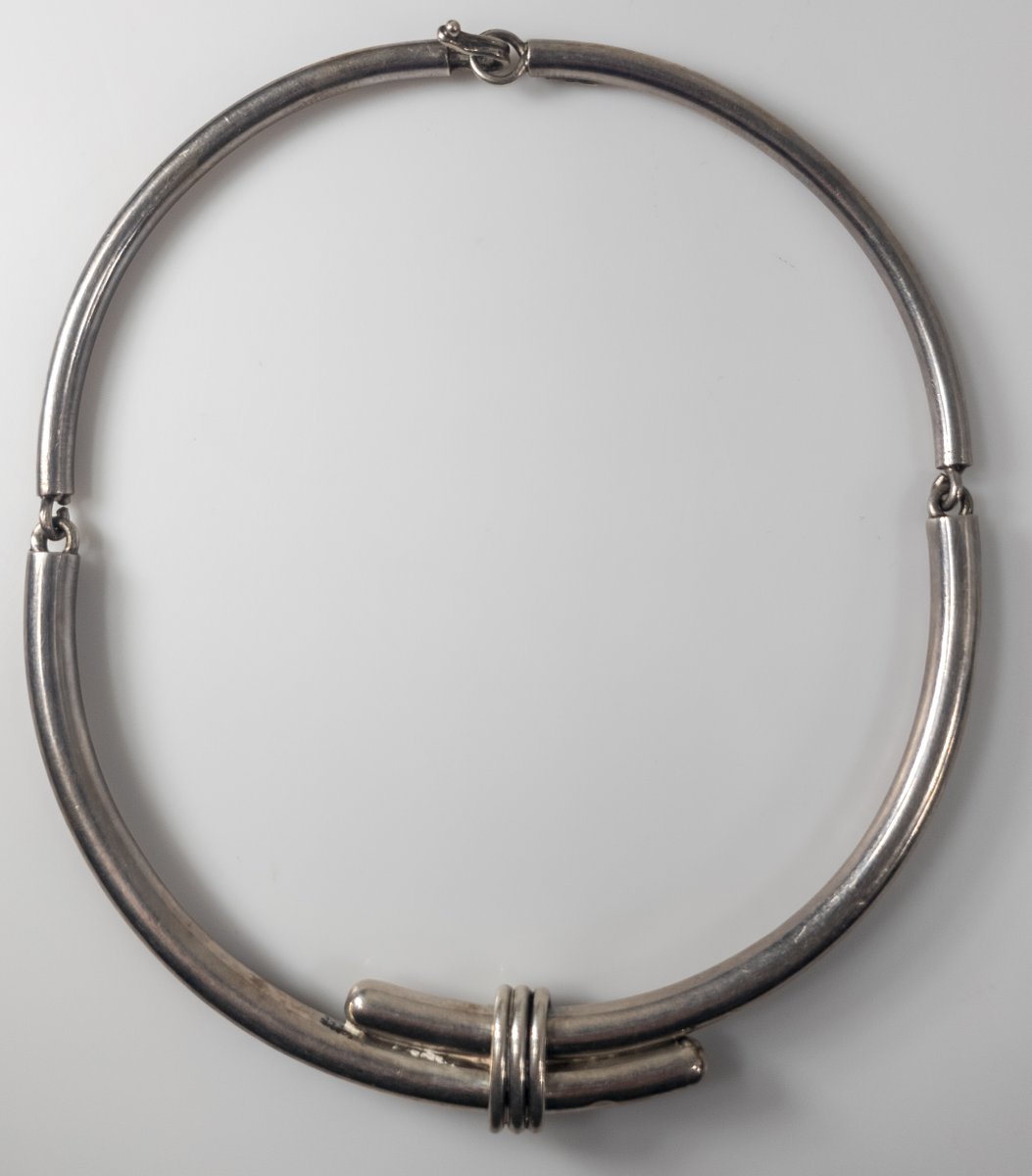 Mid-Century Modern Mexican Taxco Sterling Silver Choker Necklace, 1960s ...