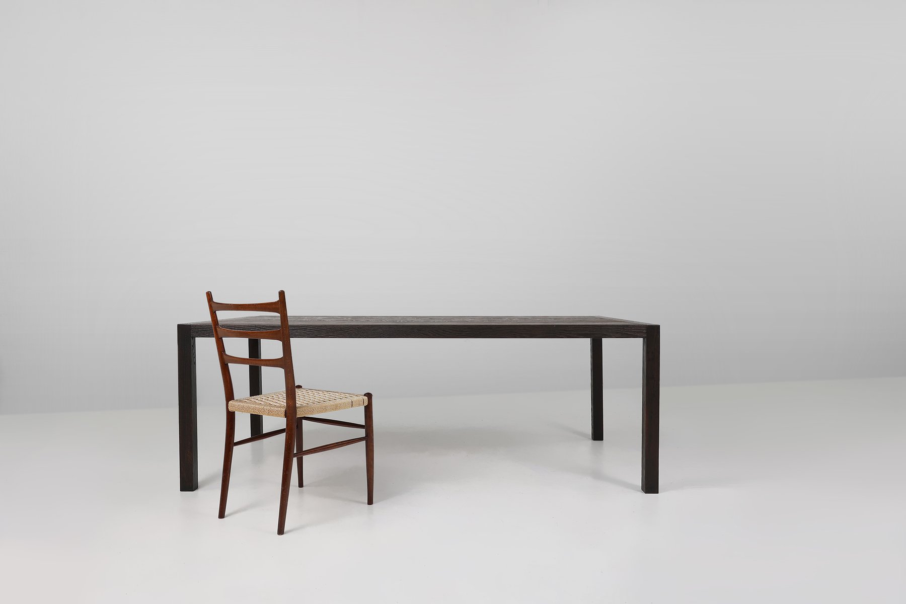 Large Vintage Dinner Table in Blackened Oak, Belgium, 1980s for sale at ...