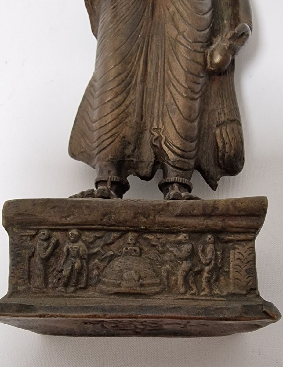 Kashmiri Artist, Kayotsarga Asana Varada Mudra Relief Base with Wheel ...