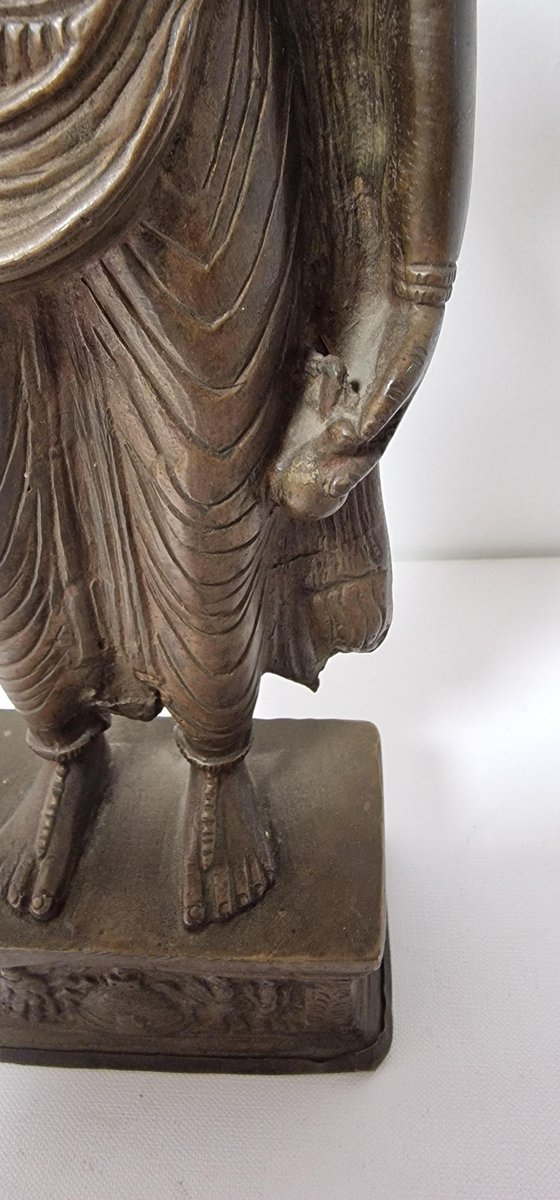 Kashmiri Artist, Kayotsarga Asana Varada Mudra Relief Base with Wheel ...