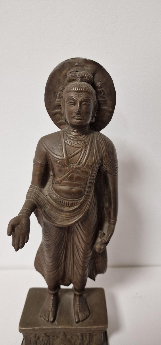 Kashmiri Artist, Kayotsarga Asana Varada Mudra Relief Base with Wheel ...