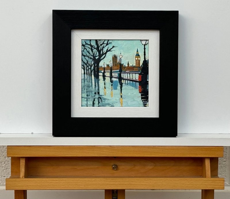 Angela Wakefield, Miniature Painting of Victoria Embankment London ...