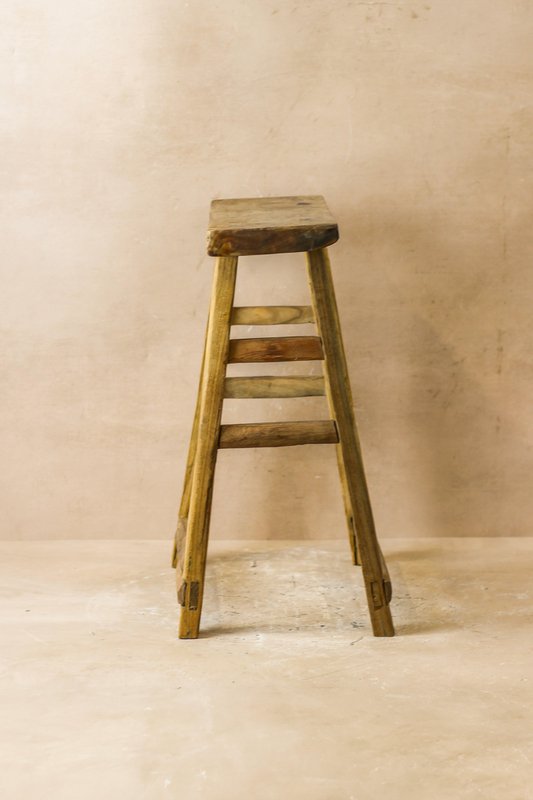Vintage Rustic Elm Stool for sale at Pamono