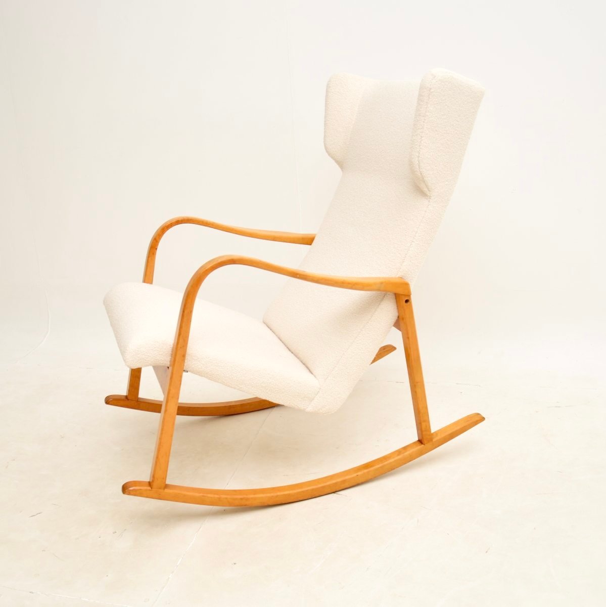 Vintage Swedish Rocking Chair in Satin Birch, 1960s for sale at Pamono