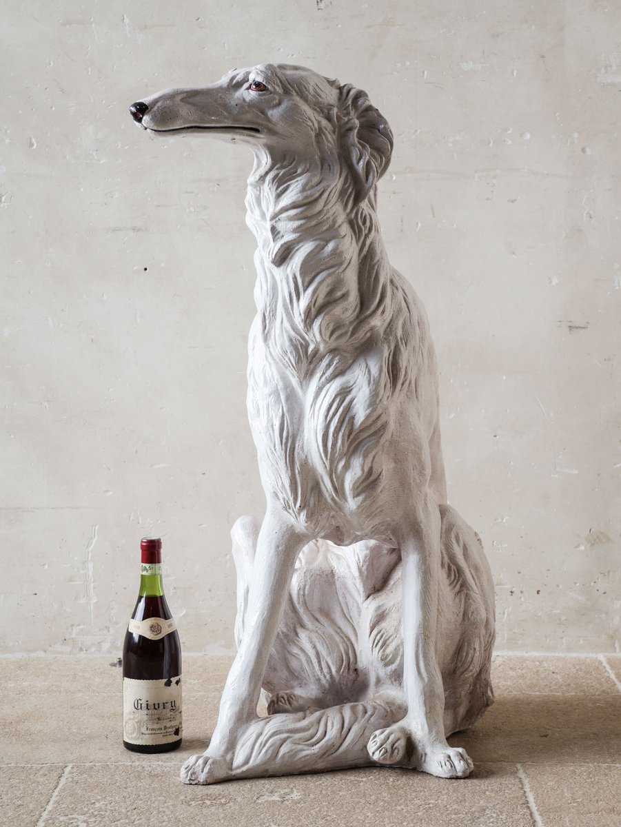 Italian Artist, Sculpture of a Borzoi Hound, 1970s, White-Painted ...