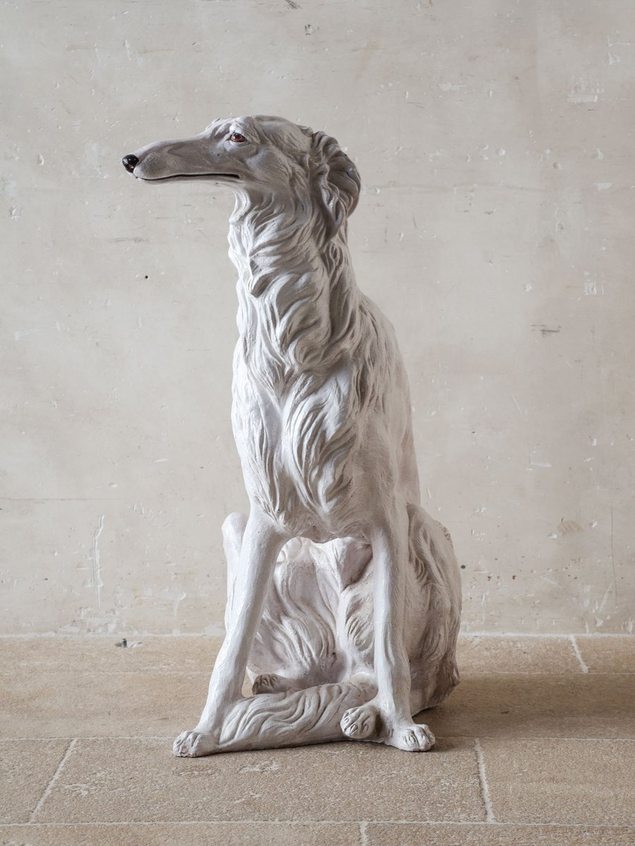 Italian Artist, Sculpture of a Borzoi Hound, 1970s, White-Painted ...