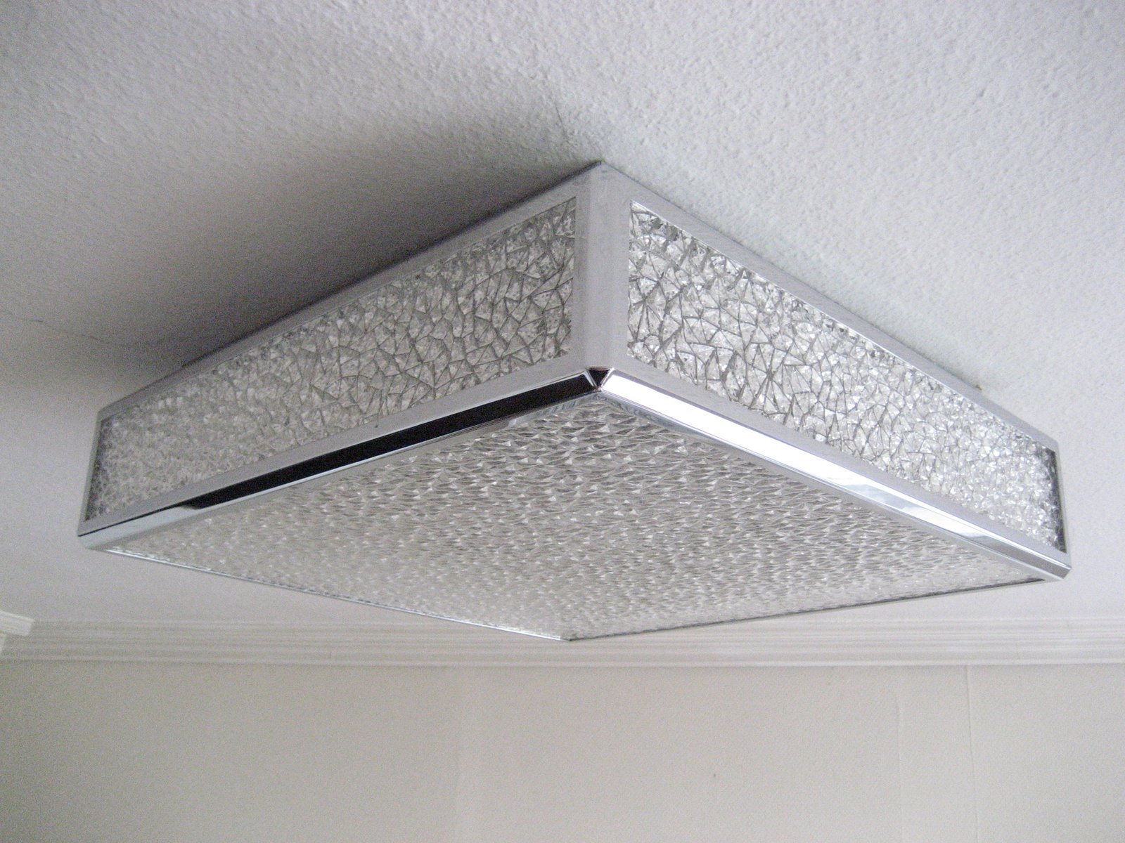 Vintage Belgian Ceiling Lamp with Plastic Sheets in Chrome Frame for ...