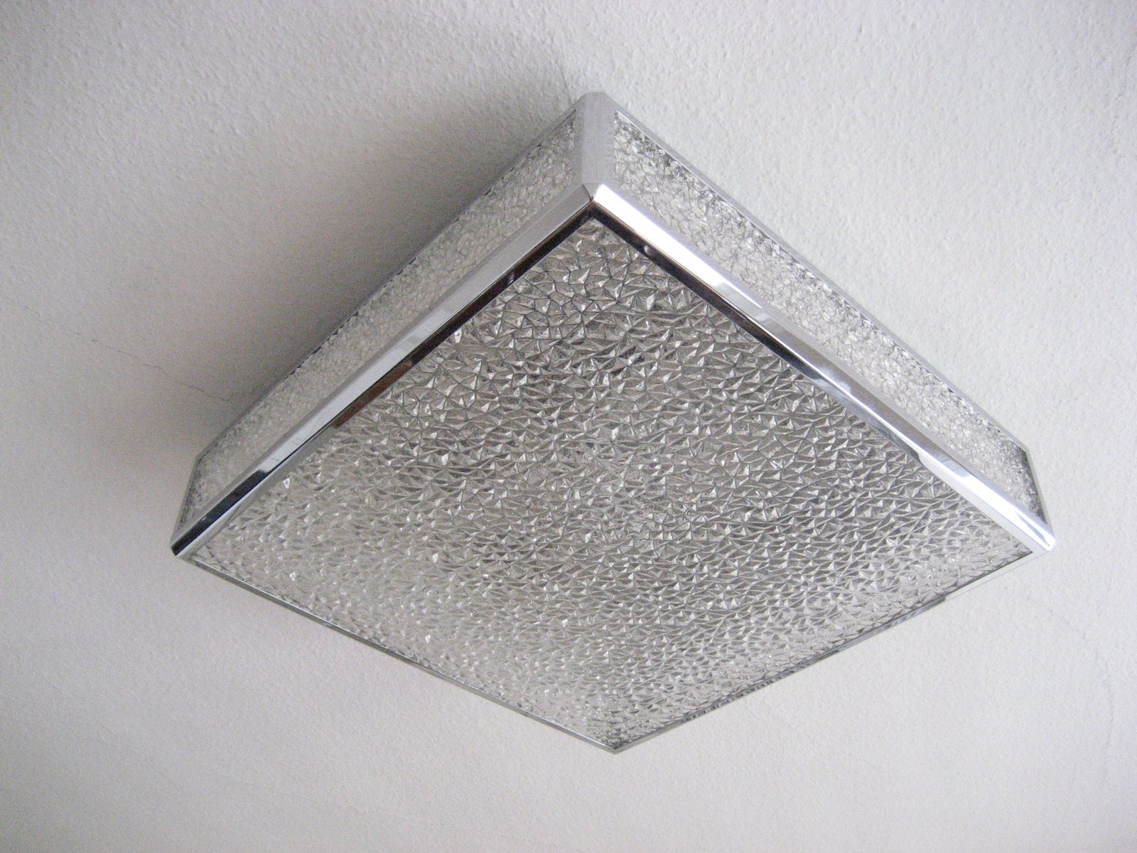 Vintage Belgian Ceiling Lamp with Plastic Sheets in Chrome Frame for ...
