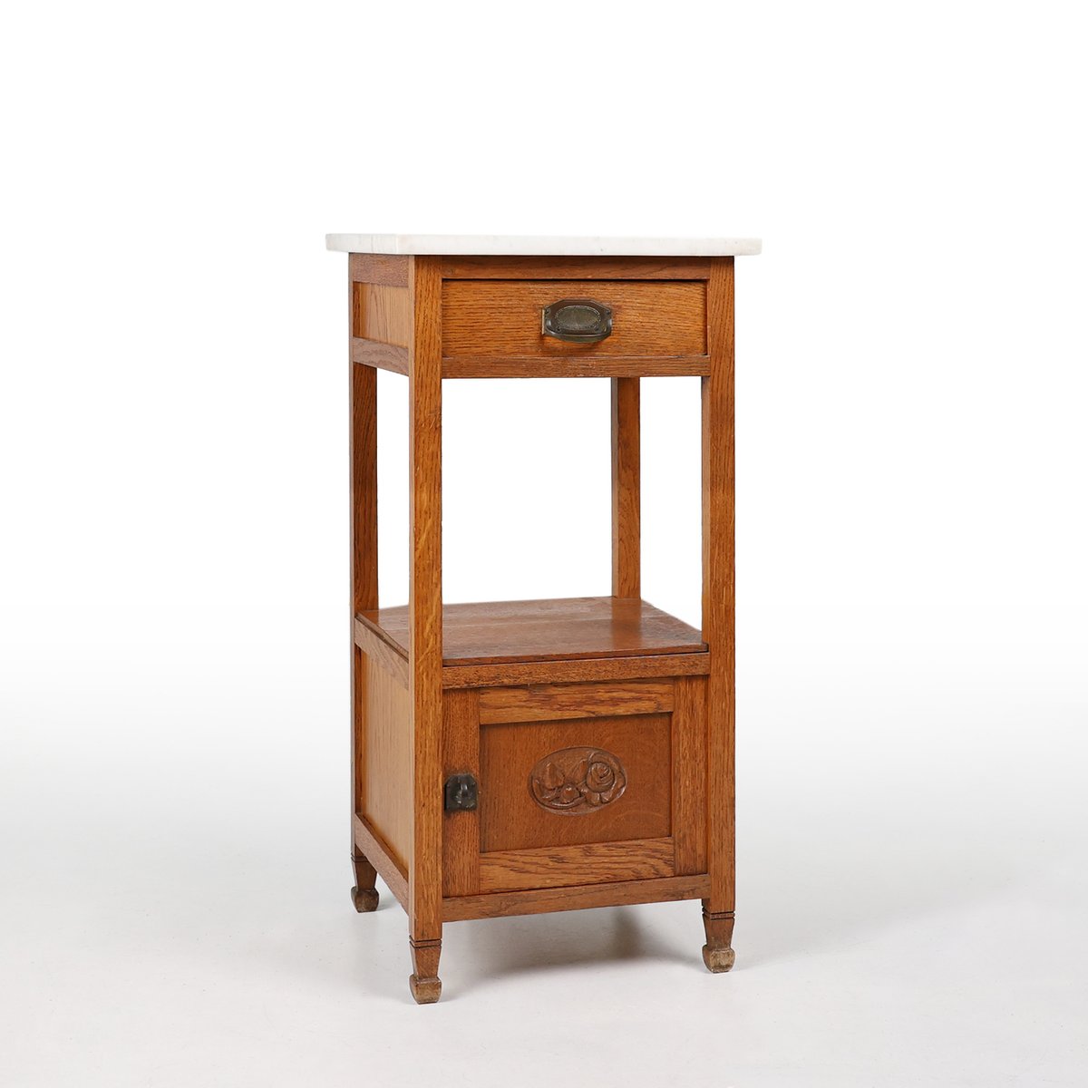 Art Deco French Night Stand with Carrara Marble Top, 1920s for sale at ...