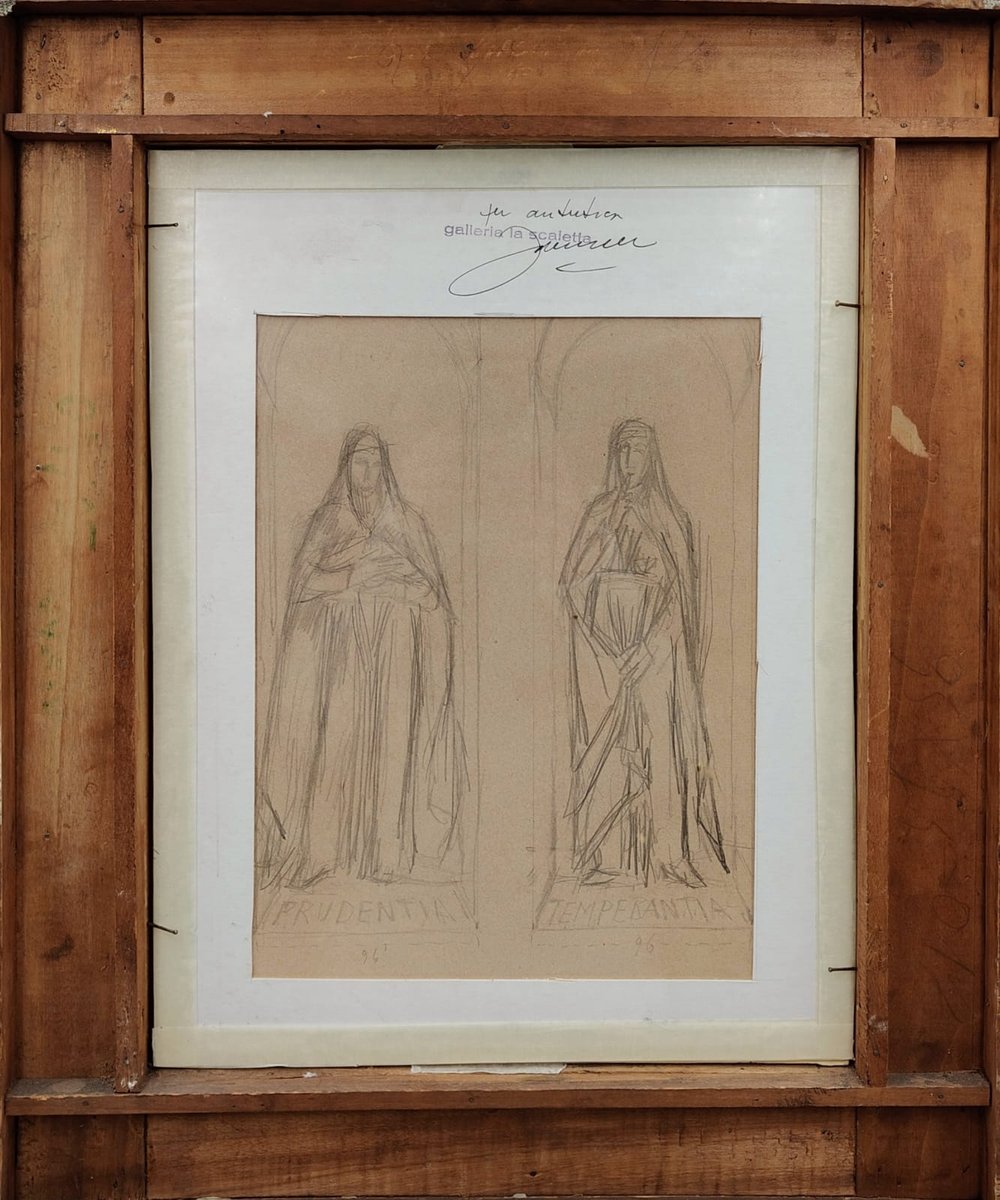 Ubaldo Oppi, Portrait of Woman's Face, 1928, Sanguine Drawing, Framed ...