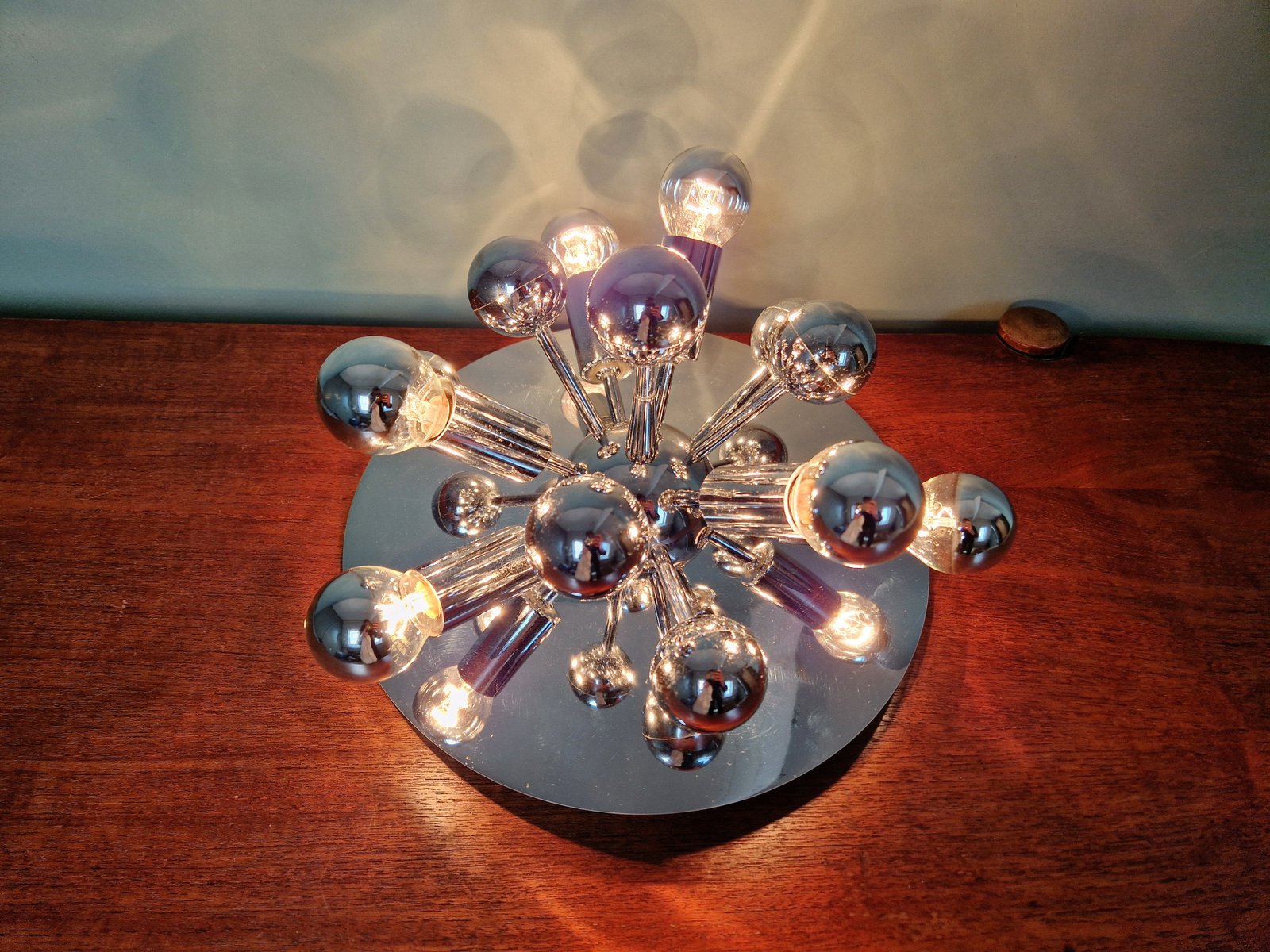 Sputnik Ceiling Light in Chrome Metal, 1970s for sale at Pamono