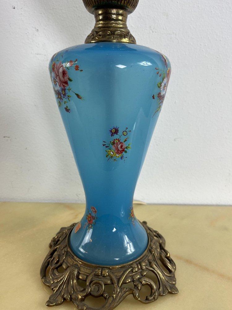 Mid-Century Decorated Opaline Glass Table Lamp from Murano, 1950s for ...