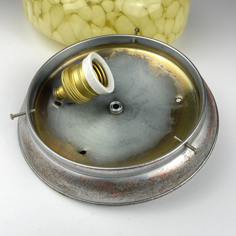 Art Deco Yellow Glass Ceiling Lamp, 1950s for sale at Pamono