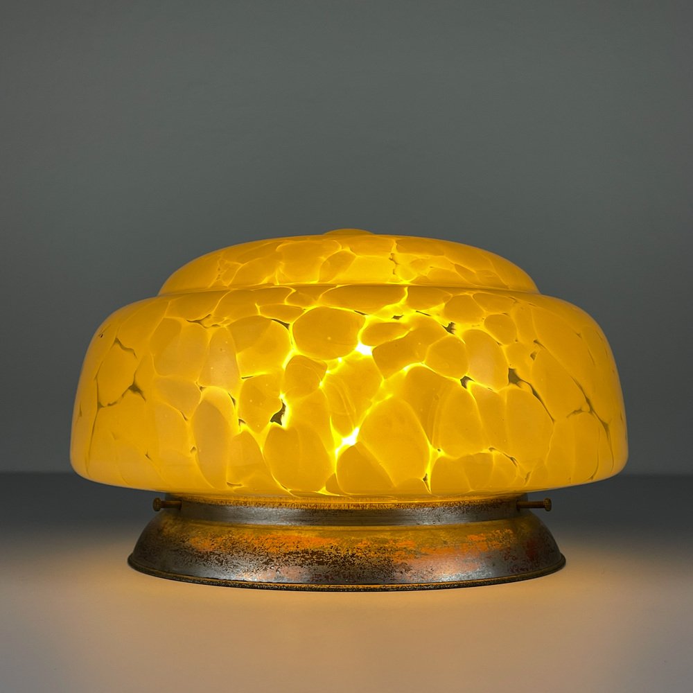 Art Deco Yellow Glass Ceiling Lamp, 1950s for sale at Pamono