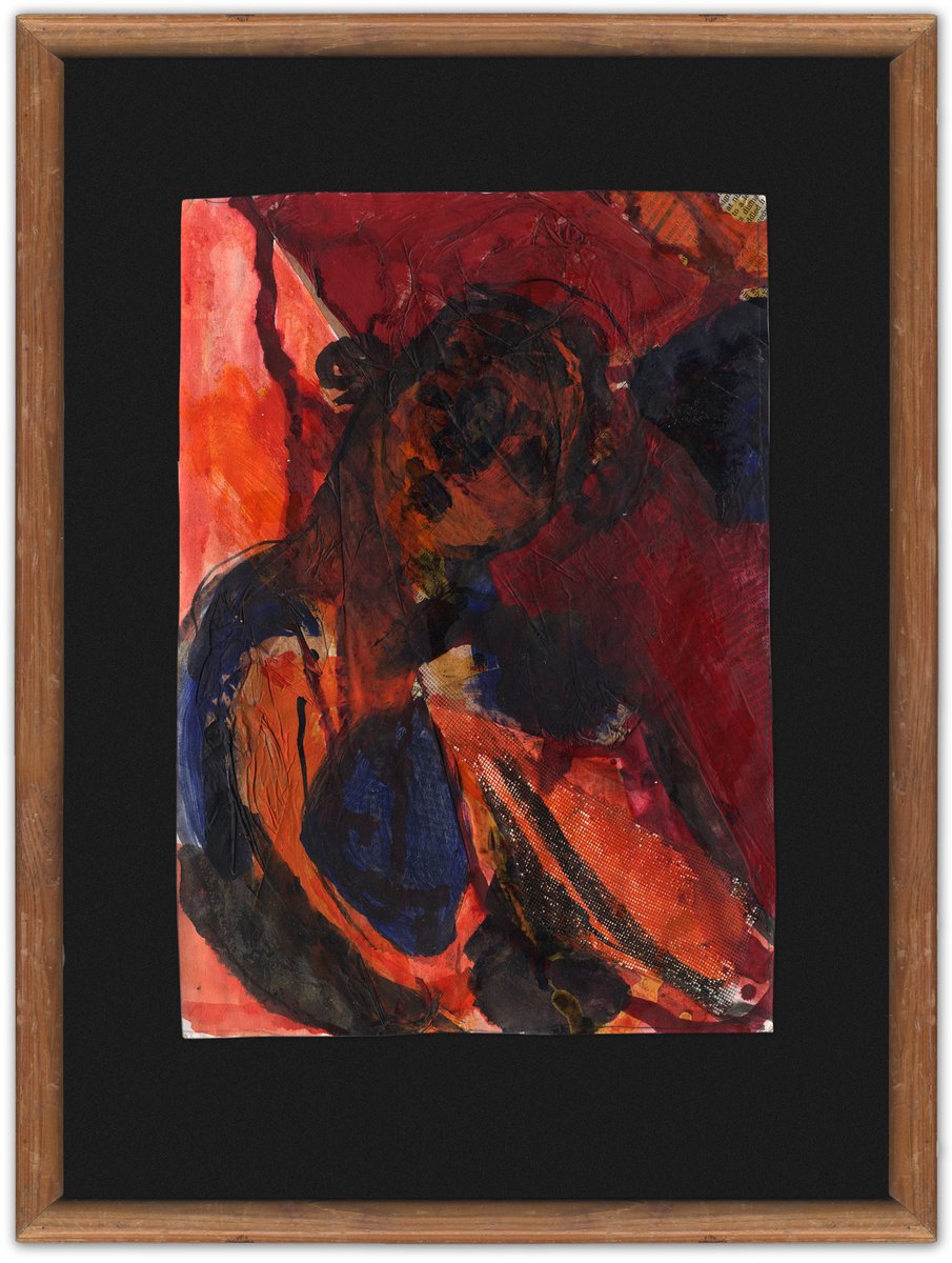 Nan Frankel, Portrait, 1998, Acrylic on Collage on Paper for sale at Pamono