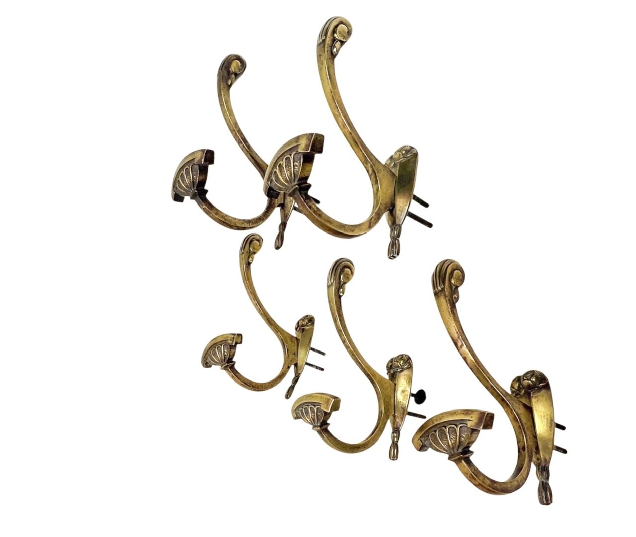 19th Century Bronze Coat Hooks, France, Set of 5 for sale at Pamono