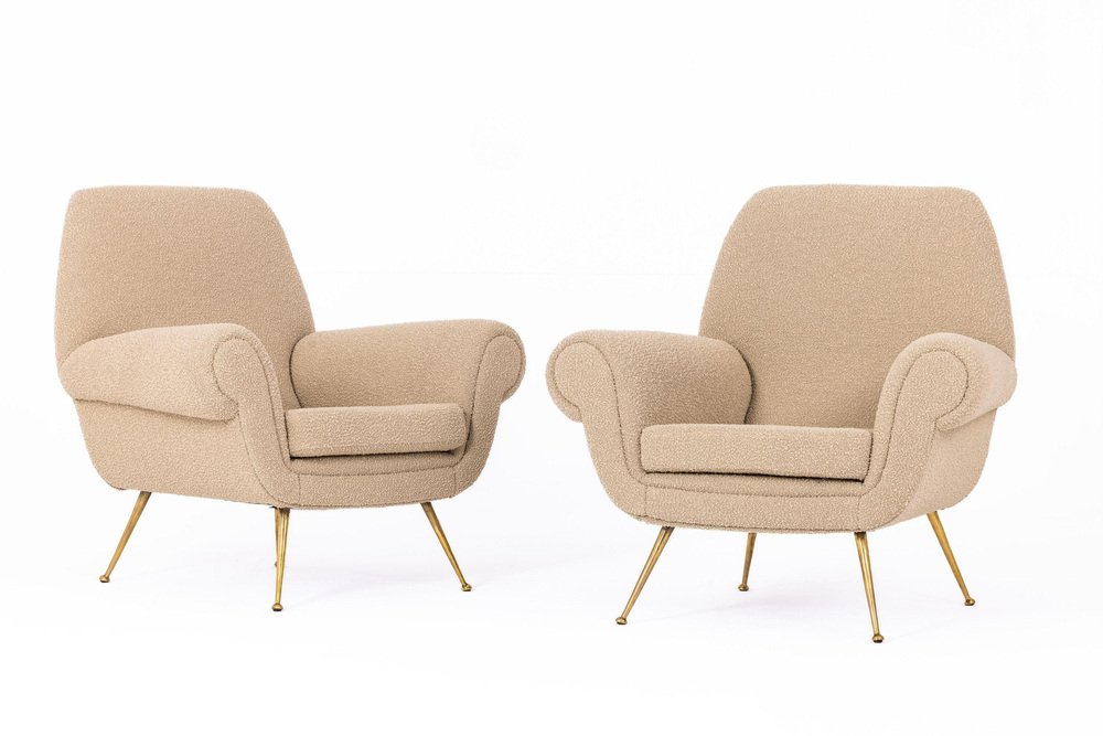 Set of Gigi Radice Armchairs in Boucle by Bisson Bruneel for Minotti ...