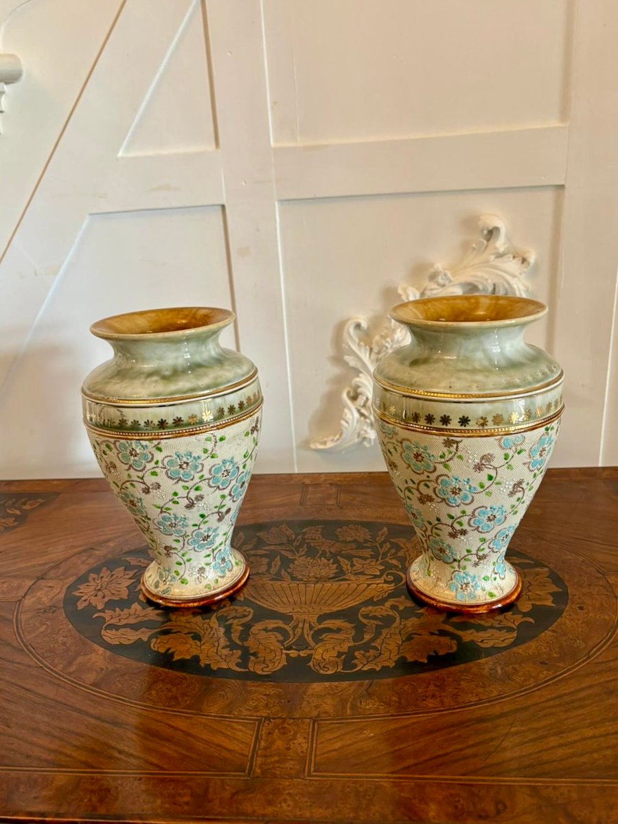Antique Victorian Vases from Royal Doulton, 1880s, Set of 2 for sale at ...