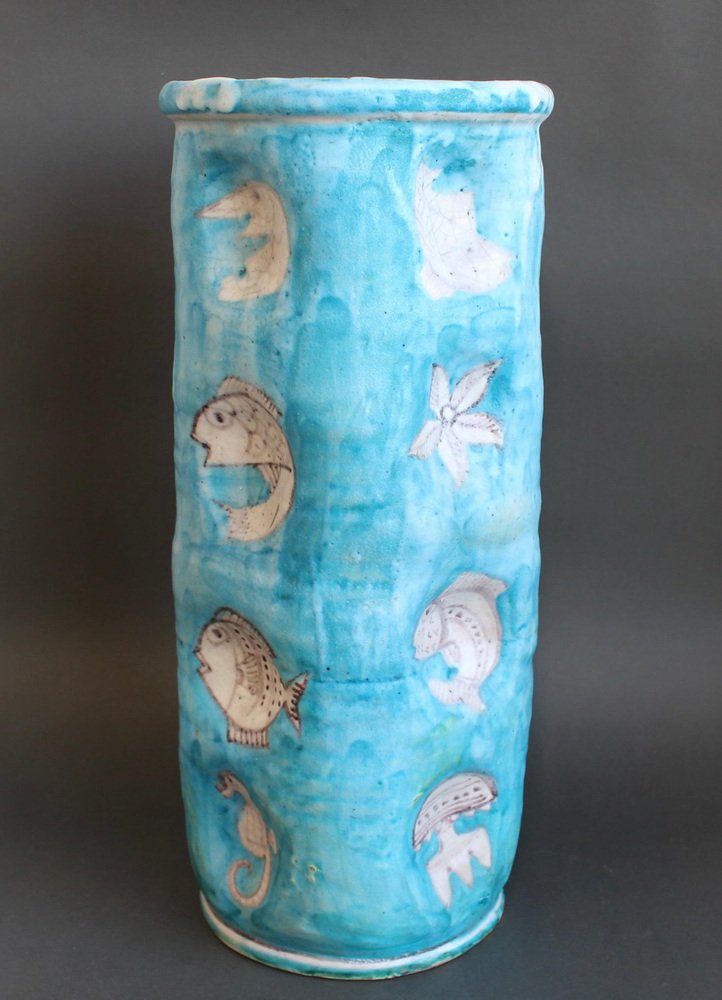 Italian Blue Ceramic Umbrella Stand from C.A.S. Vietri, 1950s for sale ...