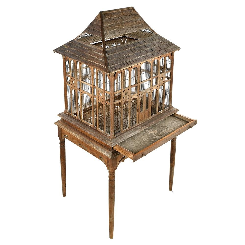 Bird Cage on Carved Wooden Legs for sale at Pamono