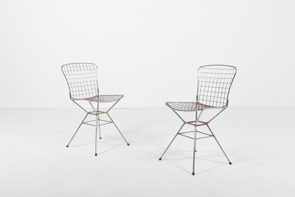 Set of Vintage Italian Architectural Steel Wire Chairs, 1970s for sale ...