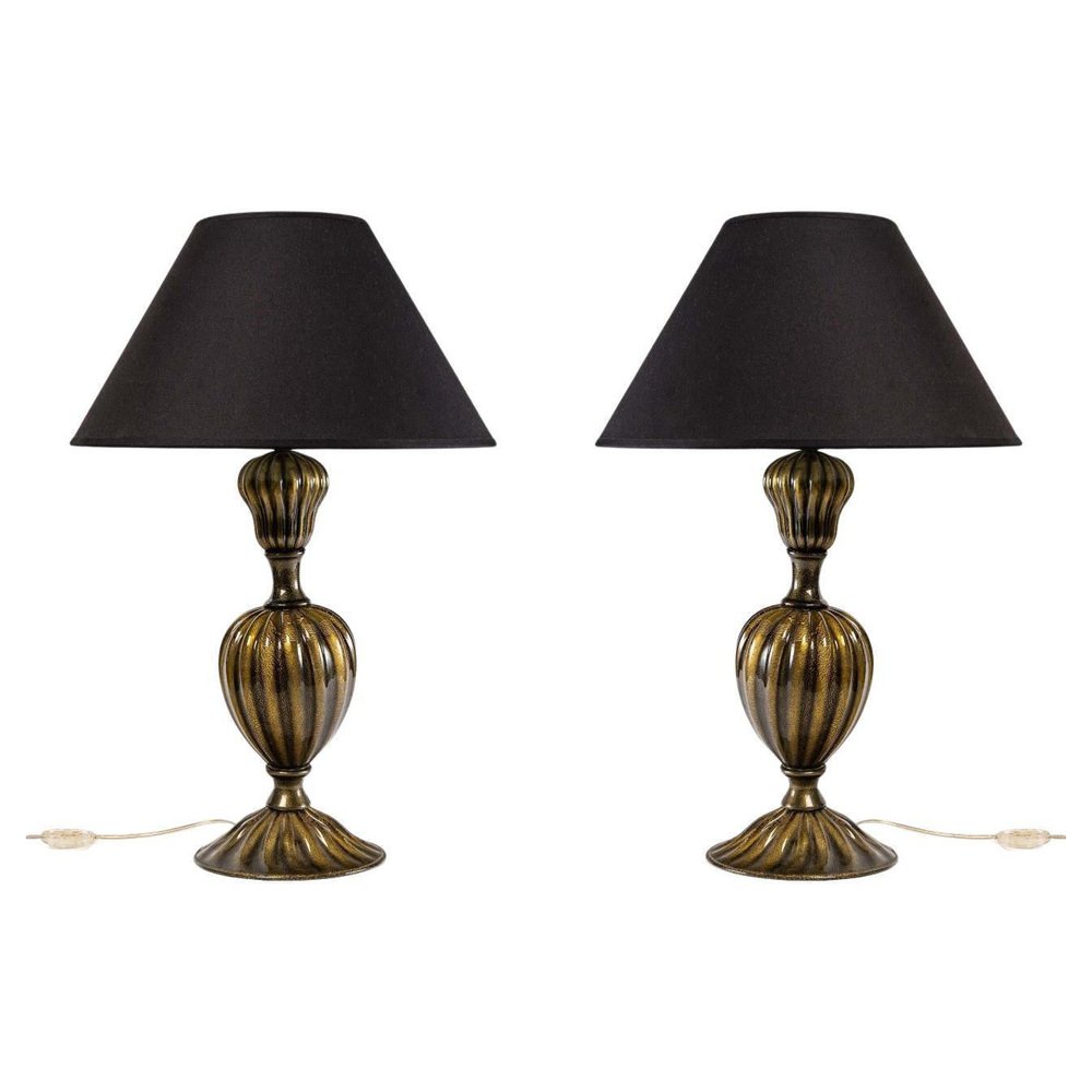 Murano Glass Table Lamps, Italy, 1950s, Set of 2 for sale at Pamono