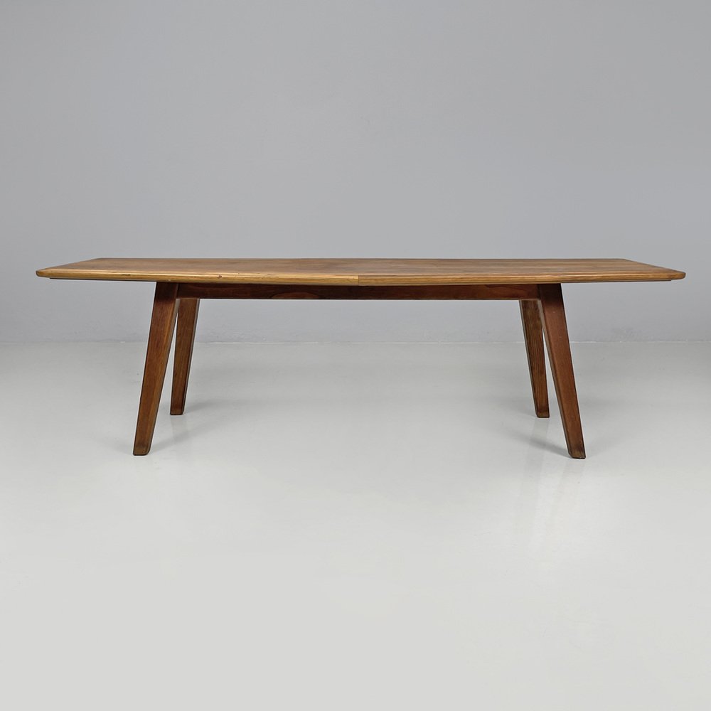 Mid-Century Italian Modern Long Wooden Coffee Table with Pointed Sides ...