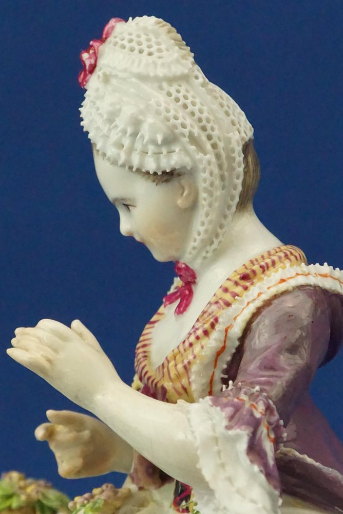 Rococo Porcelain Figurine of Sitting Little Girl from Meissen, Germany ...