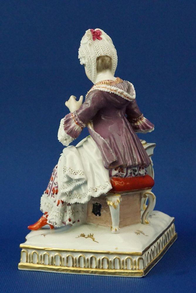 Rococo Porcelain Figurine of Sitting Little Girl from Meissen, Germany ...