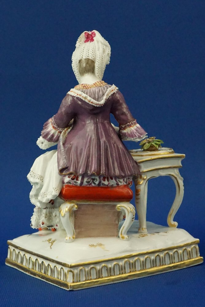 Rococo Porcelain Figurine of Sitting Little Girl from Meissen, Germany ...