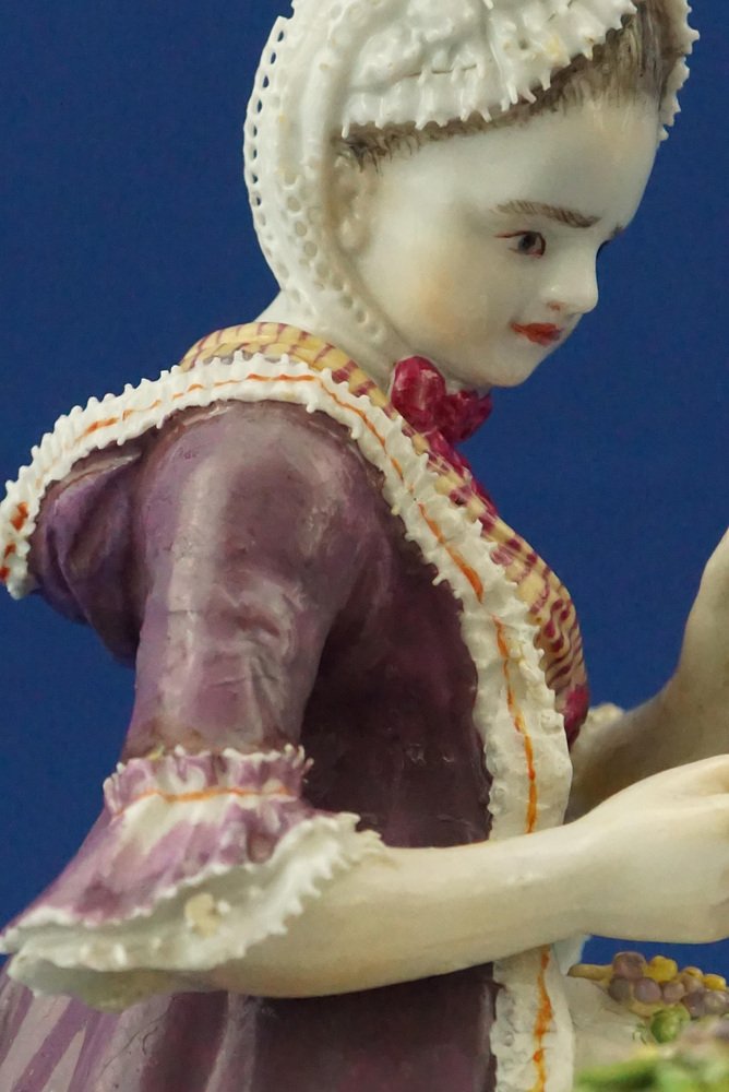 Rococo Porcelain Figurine of Sitting Little Girl from Meissen, Germany ...