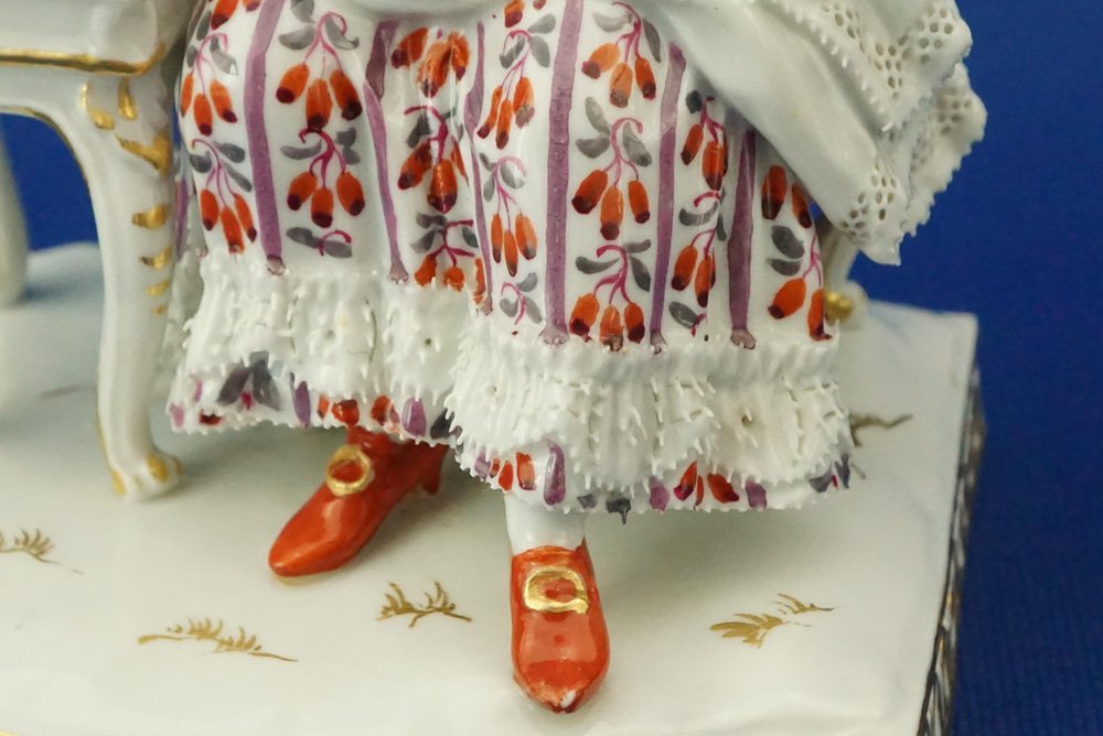 Rococo Porcelain Figurine of Sitting Little Girl from Meissen, Germany ...