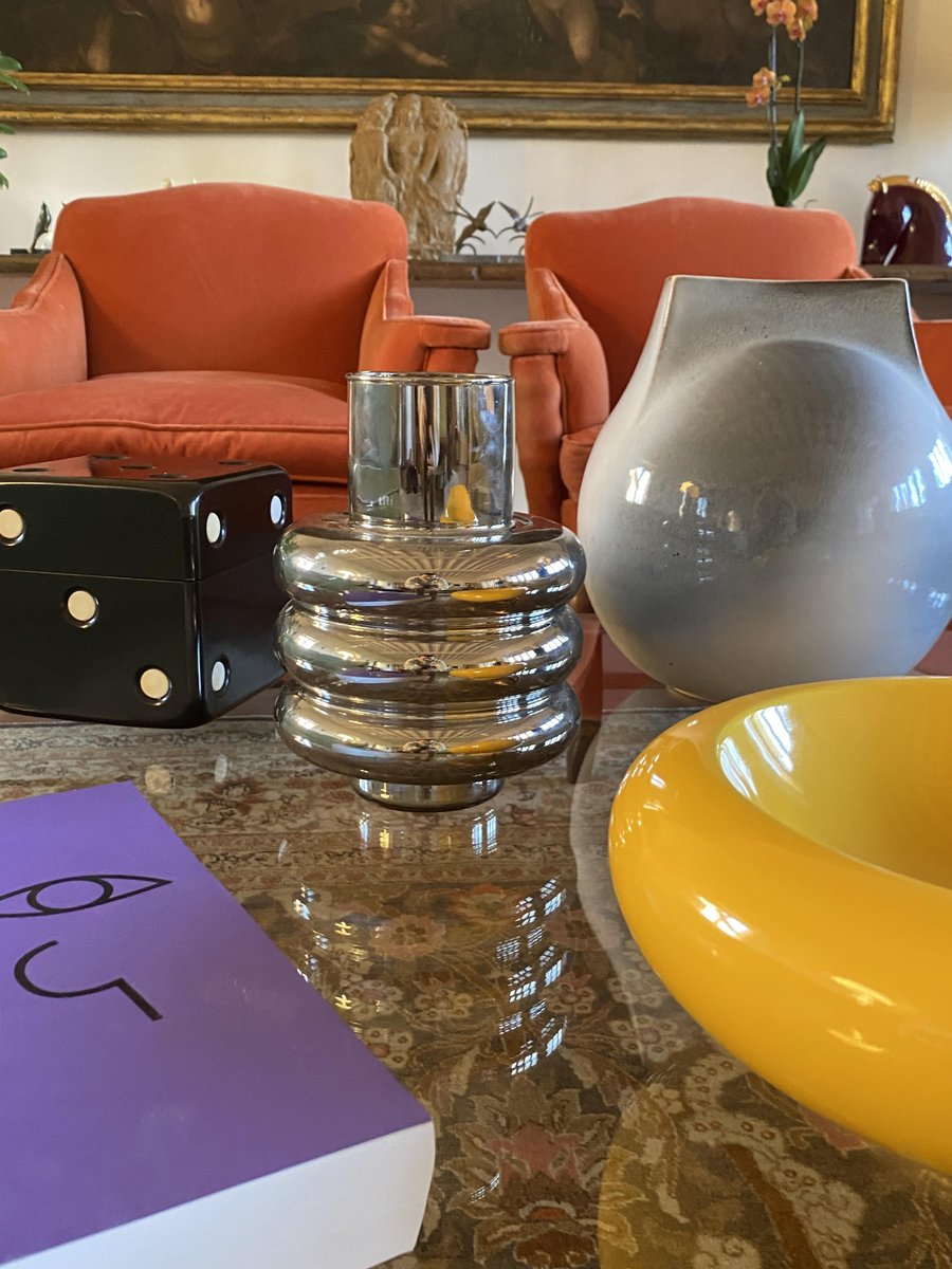 Chromium-Plated Thin Glass Vase, 1990s for sale at Pamono