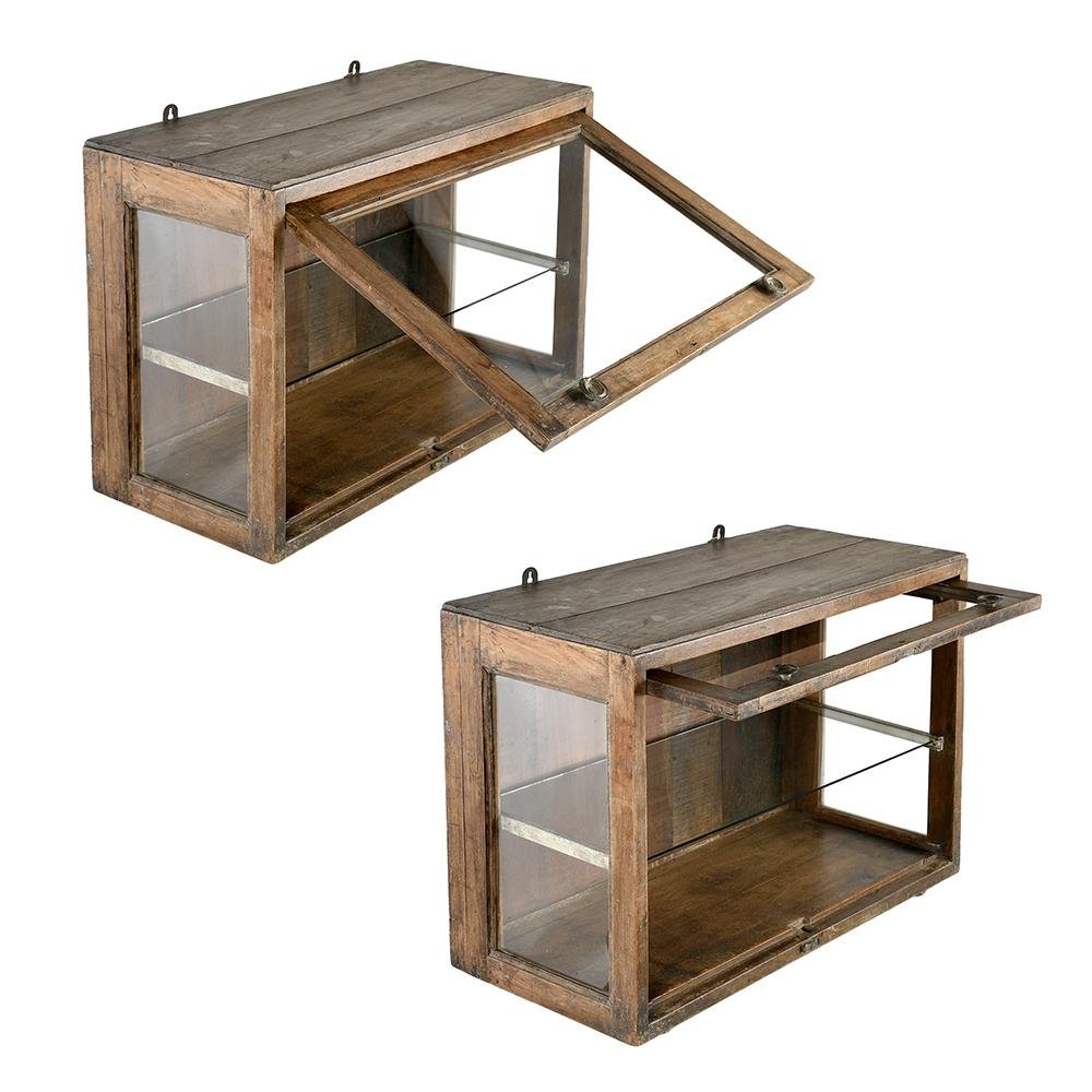 Wooden Wall Display Case with Sliding Door for sale at Pamono