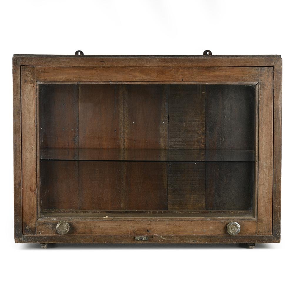 Wooden Wall Display Case with Sliding Door for sale at Pamono