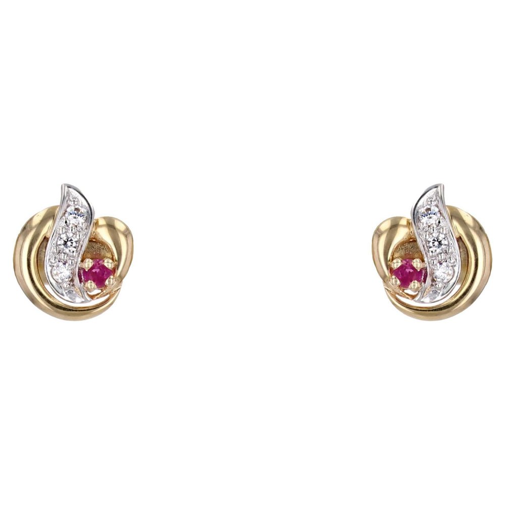 Modern Ruby Diamonds 18 Karat Yellow Gold Stud Earrings, Set of 2 for ...