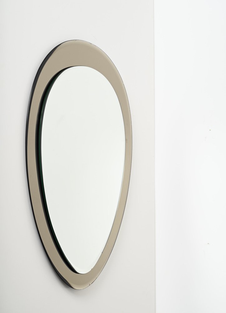 Italian Oval Double Beveled Mirror from Cristal Arte, 1950s for sale at ...