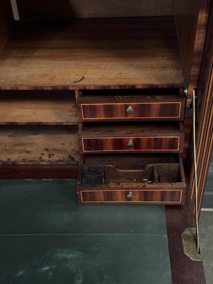 Louis XVI Period Secretary in Monogram Marquetry and White Marble for ...