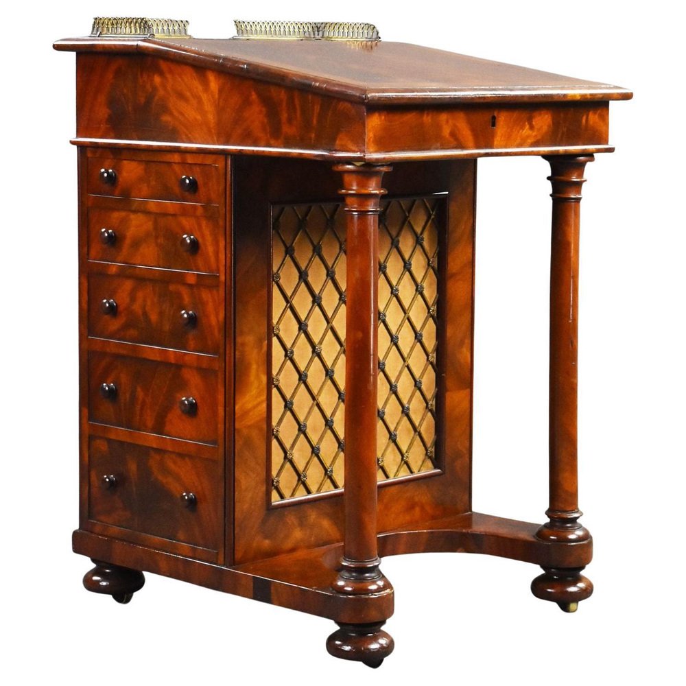 Victorian Flame Mahogany Davenport, 1840s for sale at Pamono