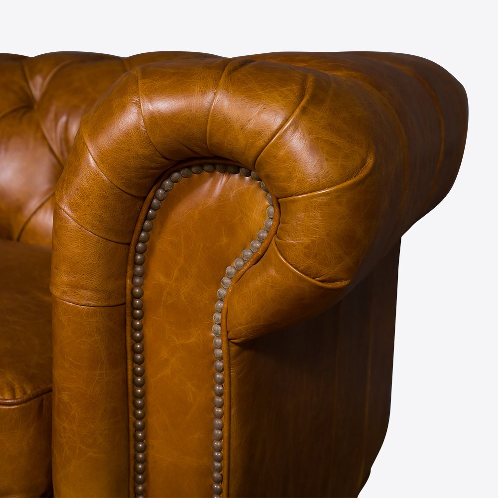 Three Seater Tan Chesterfield Sof from Pure White Lines for sale at Pamono