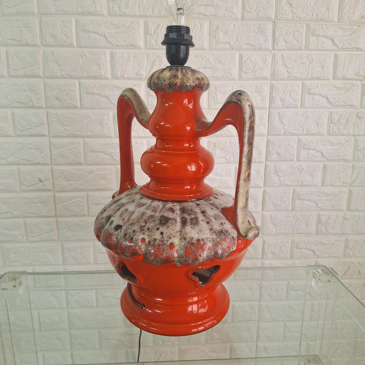 Vintage Fat Lava Ceramic Lamp, West Germany, 1960s for sale at Pamono