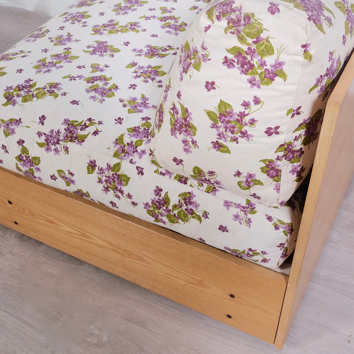 Modular Floral Sofa with 5 Seats in Wood and Removable Fabric, Set of 5 ...