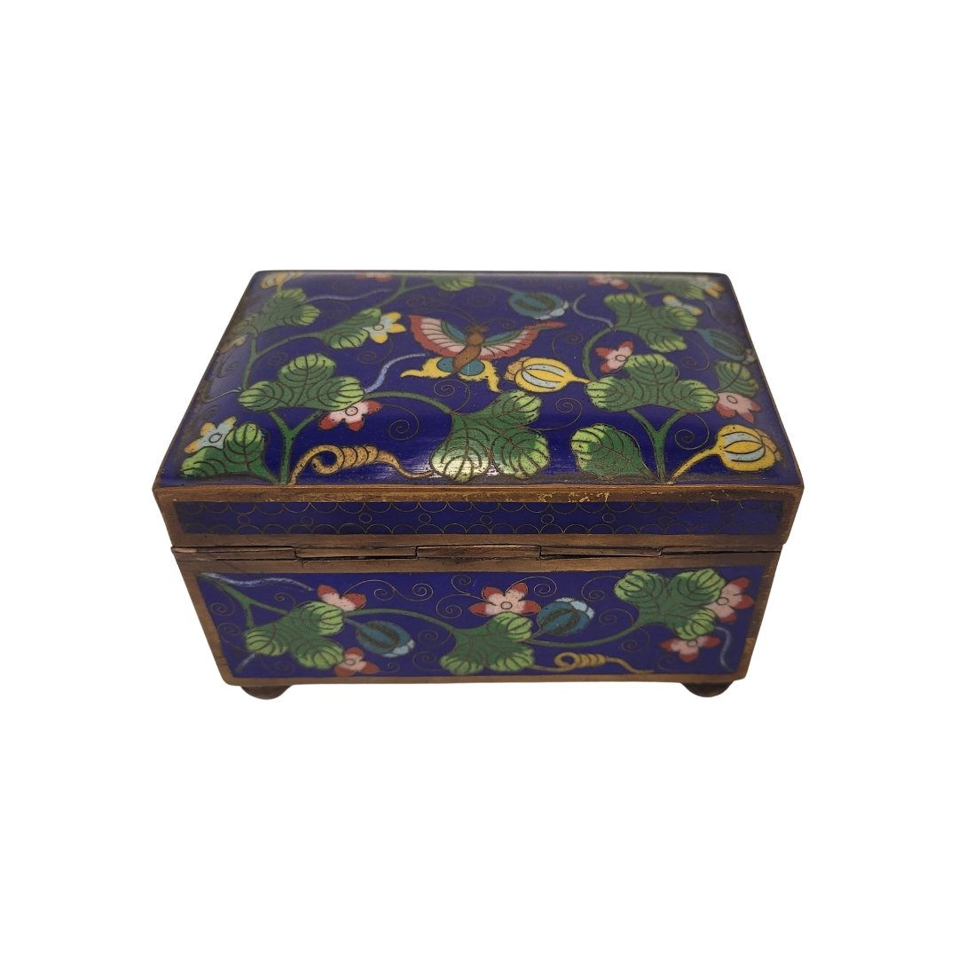 Antique Chinese Jewelry Box with Cloisonné Enameling for sale at Pamono