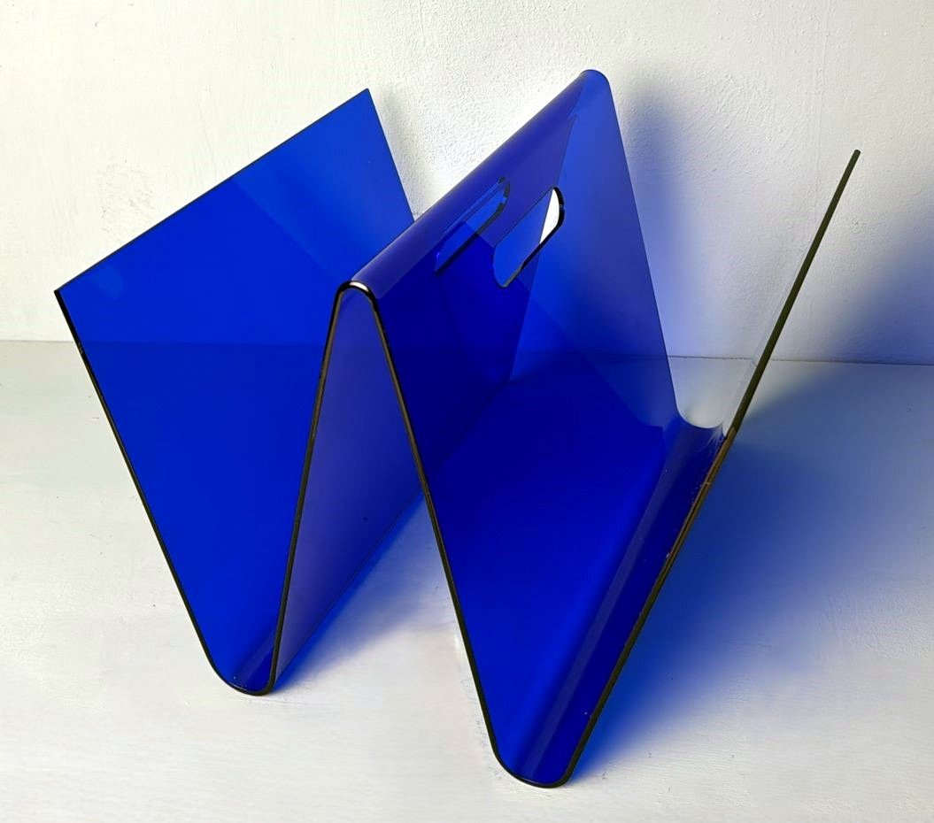 Space Age Italian Blue Acrylic glass Magazine Rack, 1970s for sale at ...