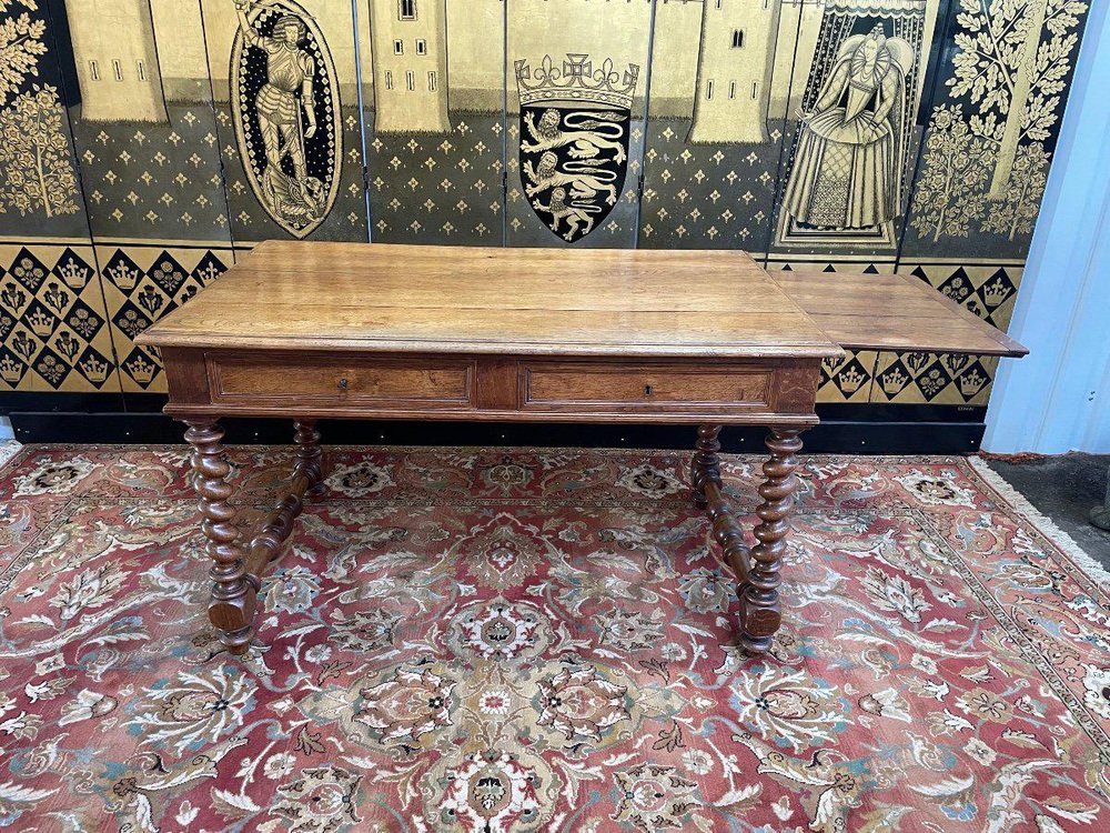 Louis Xiii Style Flat Desk in Oak for sale at Pamono