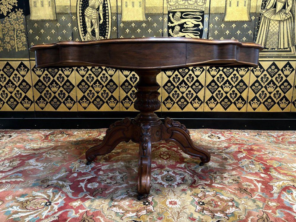 Fiddle Pedestal Table in Walnut for sale at Pamono