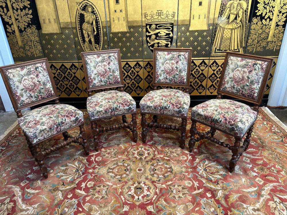 Louis XIII Oak Chairs, Set of 4 for sale at Pamono