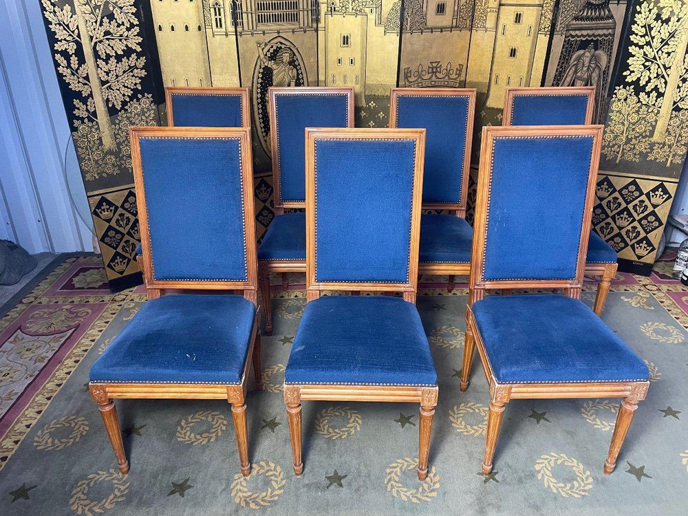Louis XVI Chairs, Set of 7 for sale at Pamono