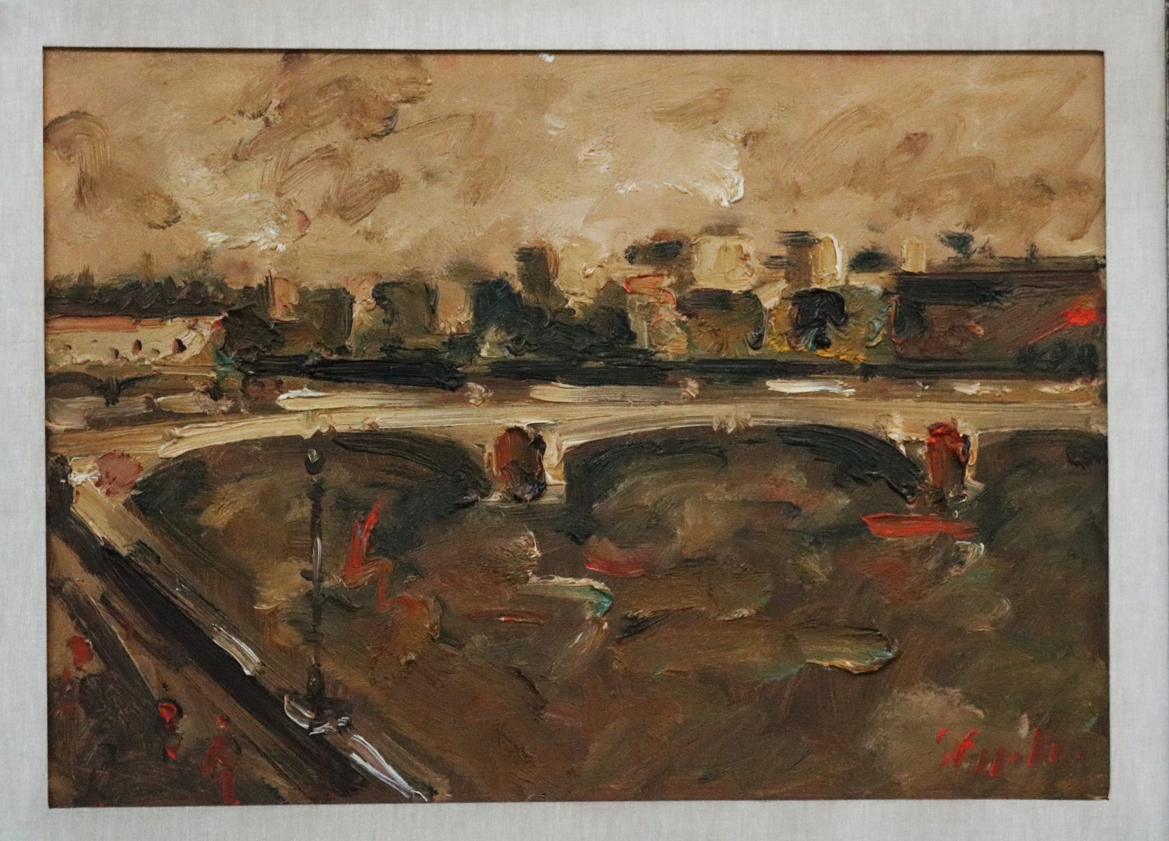 Emanuele Cappello, Bridge Over the Tiber, 1970s, Oil Painting on Canvas ...