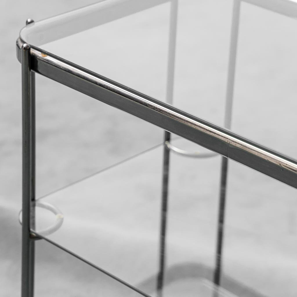 Metal Trolley with Glass Shelves, 1960s for sale at Pamono